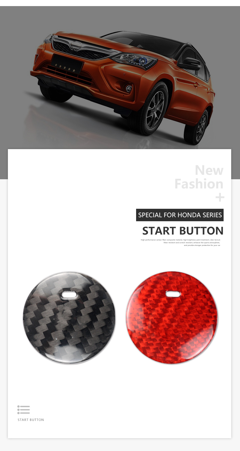 car stop button sticker carbon fiber cover for byd sharp 2012 2013 2014 ...