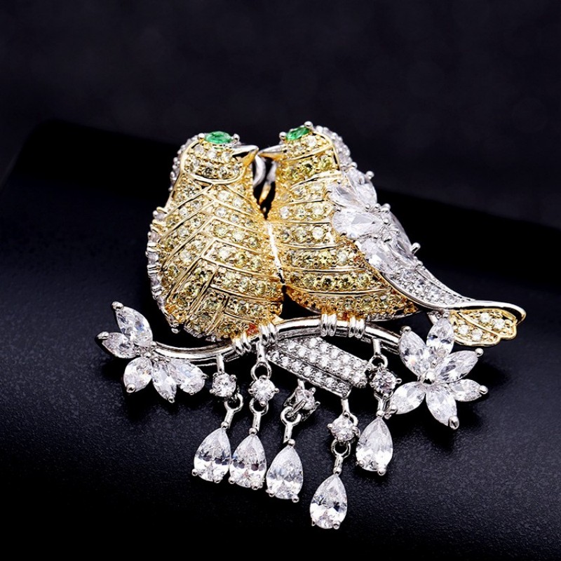 Full Shiny Zircon Brooch Cute Animal Brooch Love Bird Shape - Temu ...
