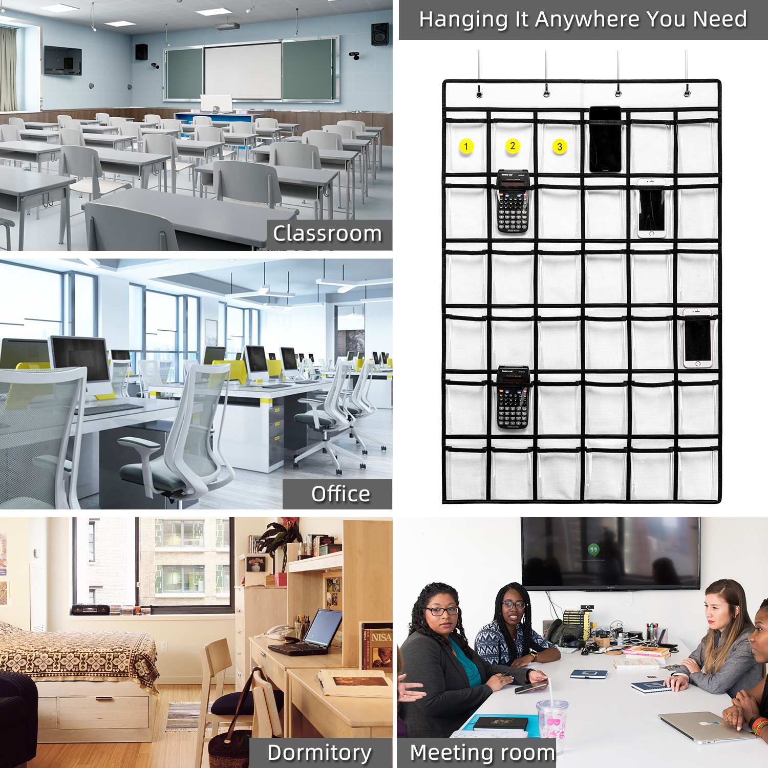 36 pockets classroom pocket chart cellphone calculator - Temu New Zealand