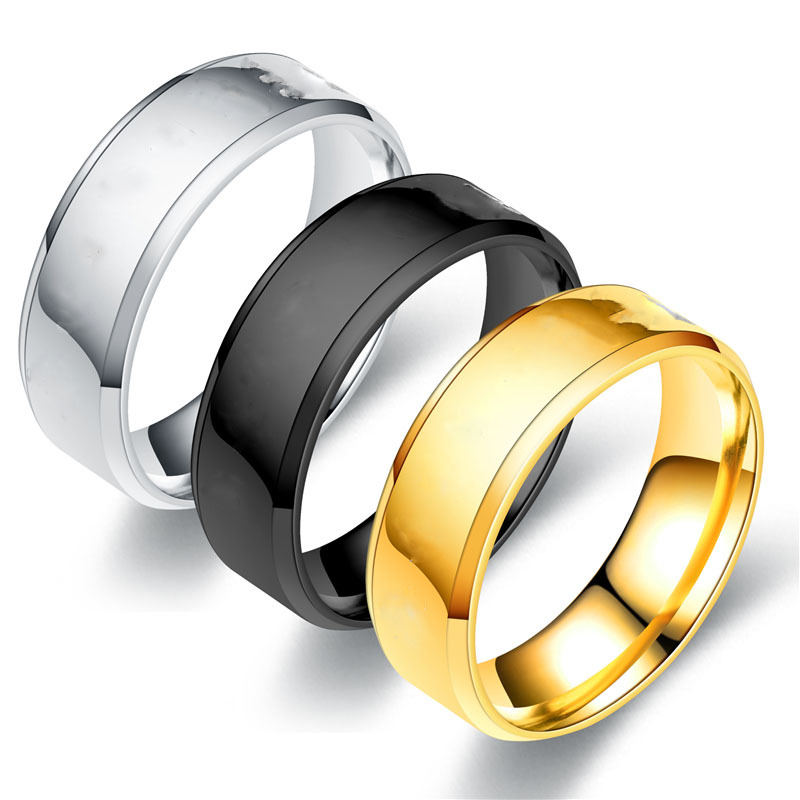 Stainless Steel Smooth Surface Rings Women Men Wedding Band Temu