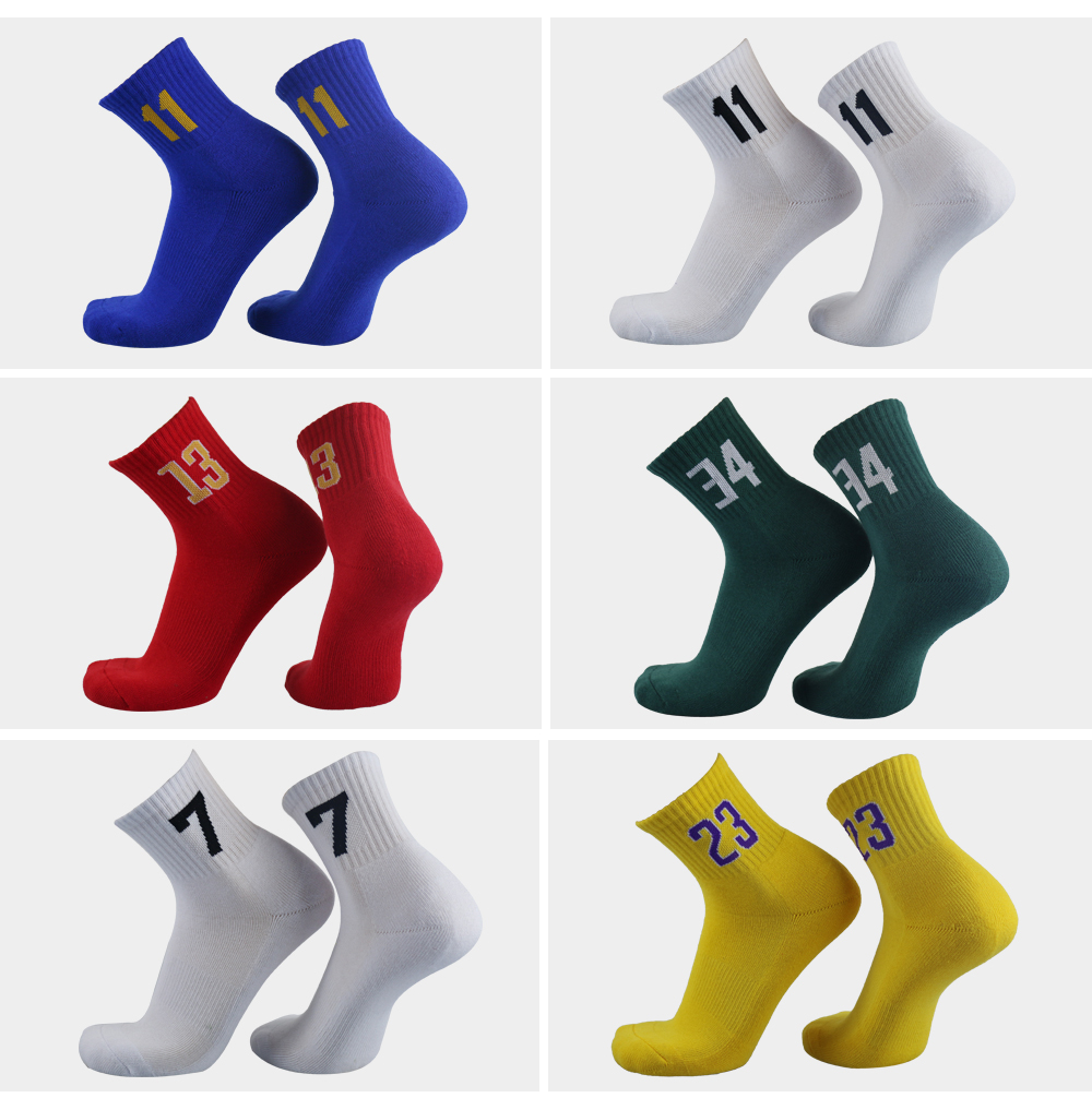 1pair Mens Breathable Cotton Short Crew Socks With Numbers Outdoor ...