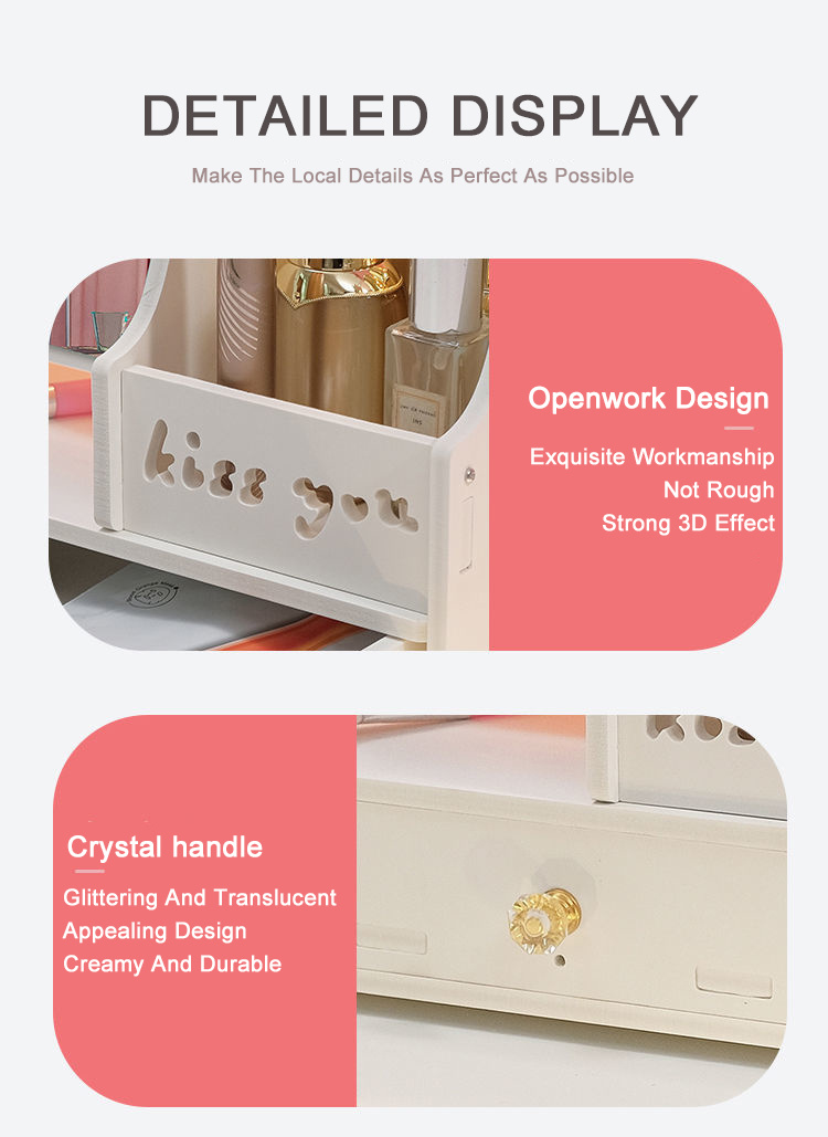 360° Rotating Large Capacity Cat Ears Makeup Mirror Storage - Temu