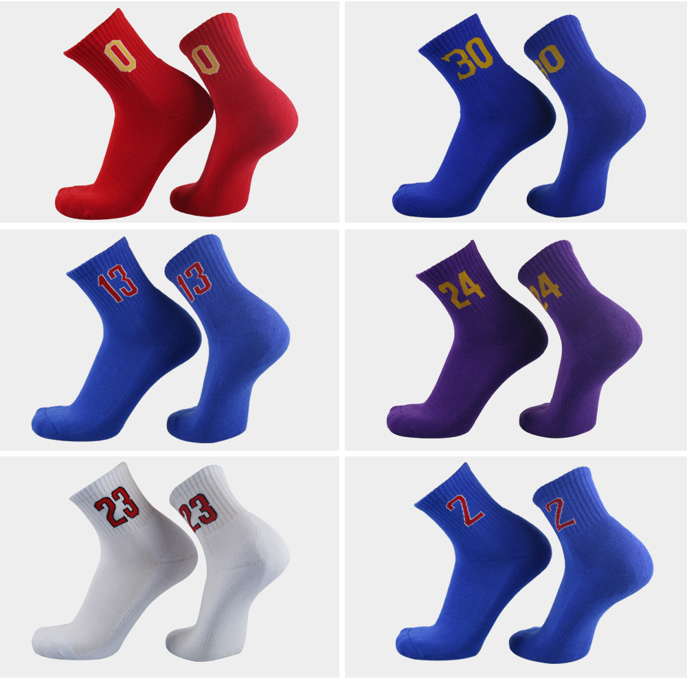 1pair Mens Breathable Cotton Short Crew Socks With Numbers Outdoor ...