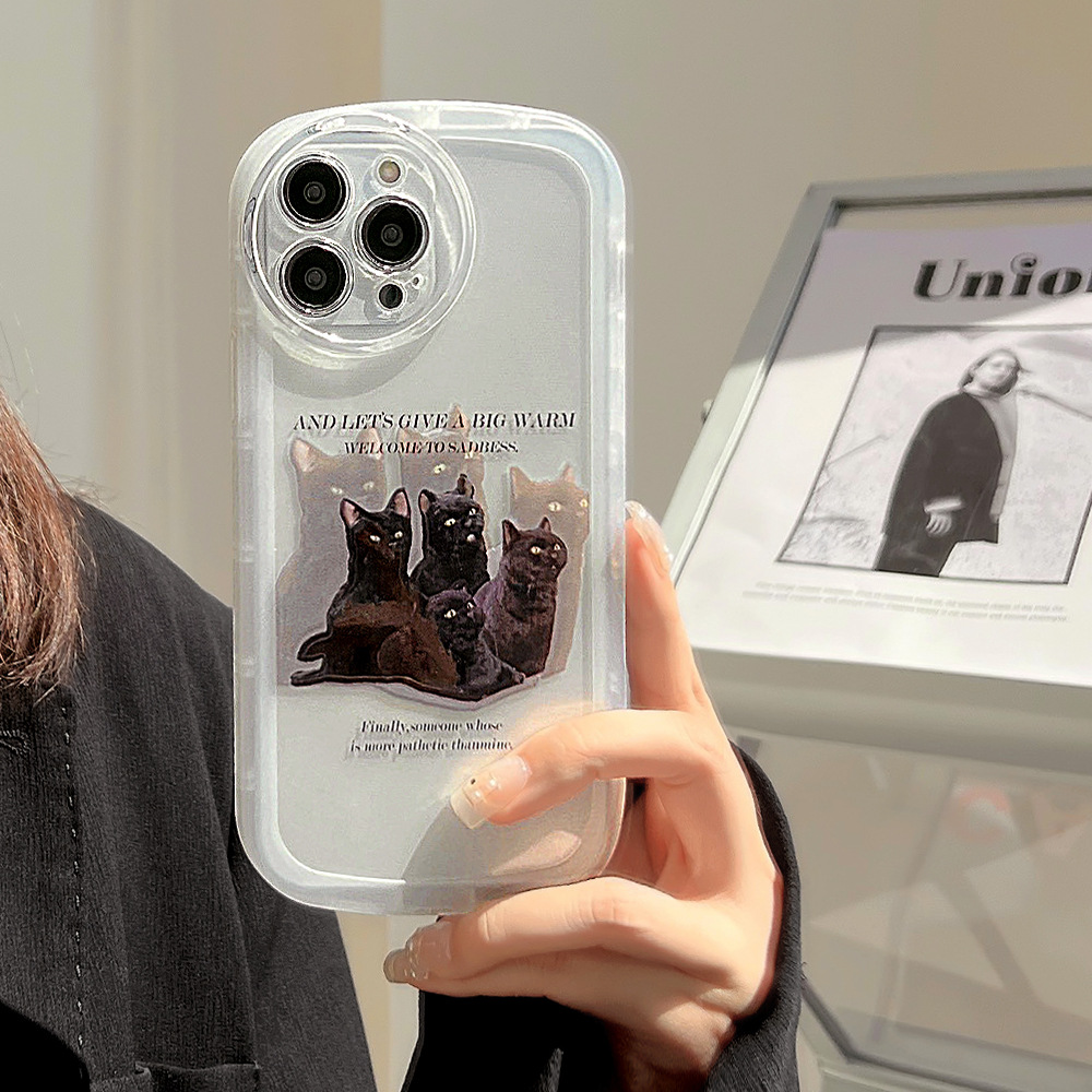 Four Cold Black Cat Pattern Phone Case For Iphone14 14plus 14pro ...