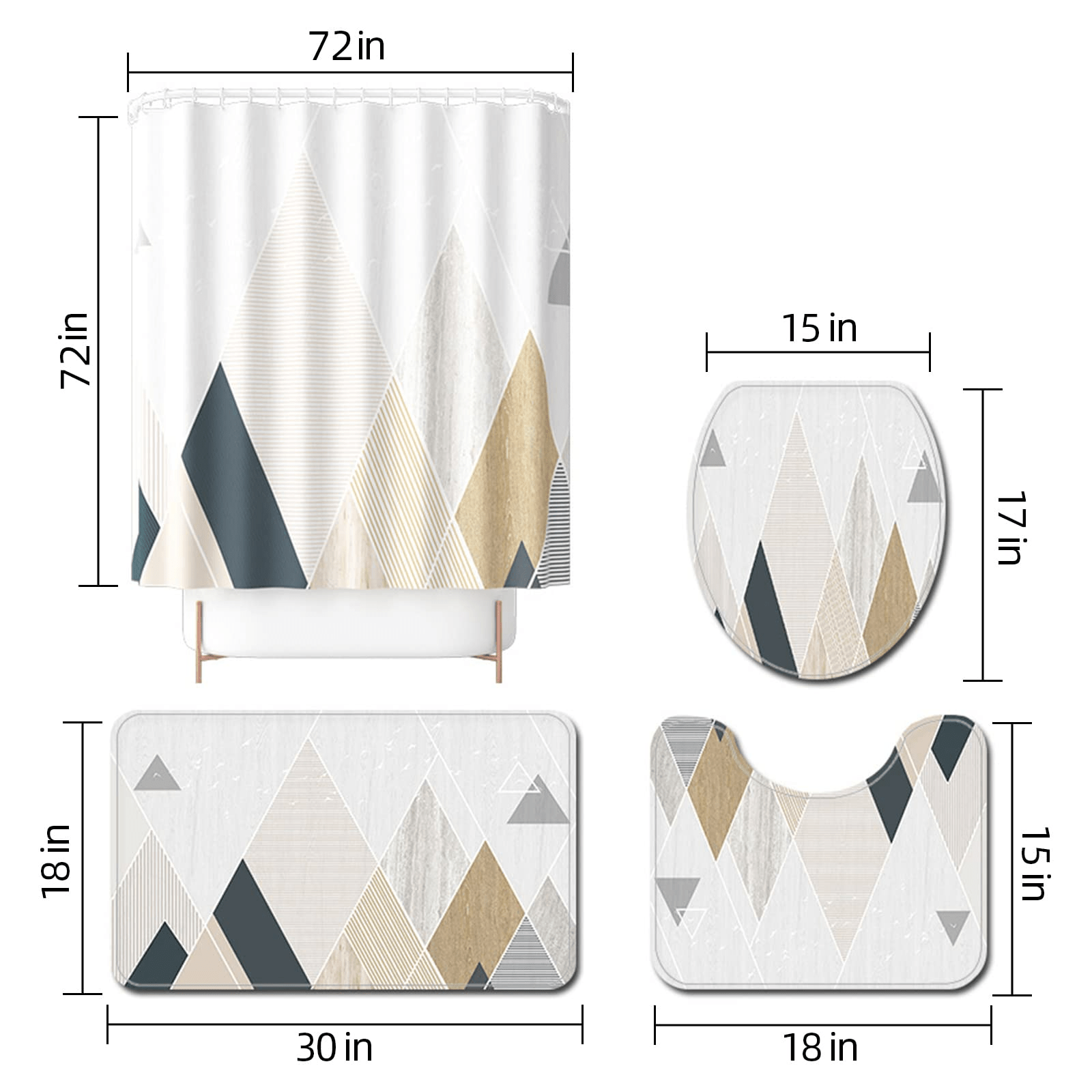 Bathroom Set Shower Curtain Rugs Non slip Bath Mat Toilet - Temu Australia