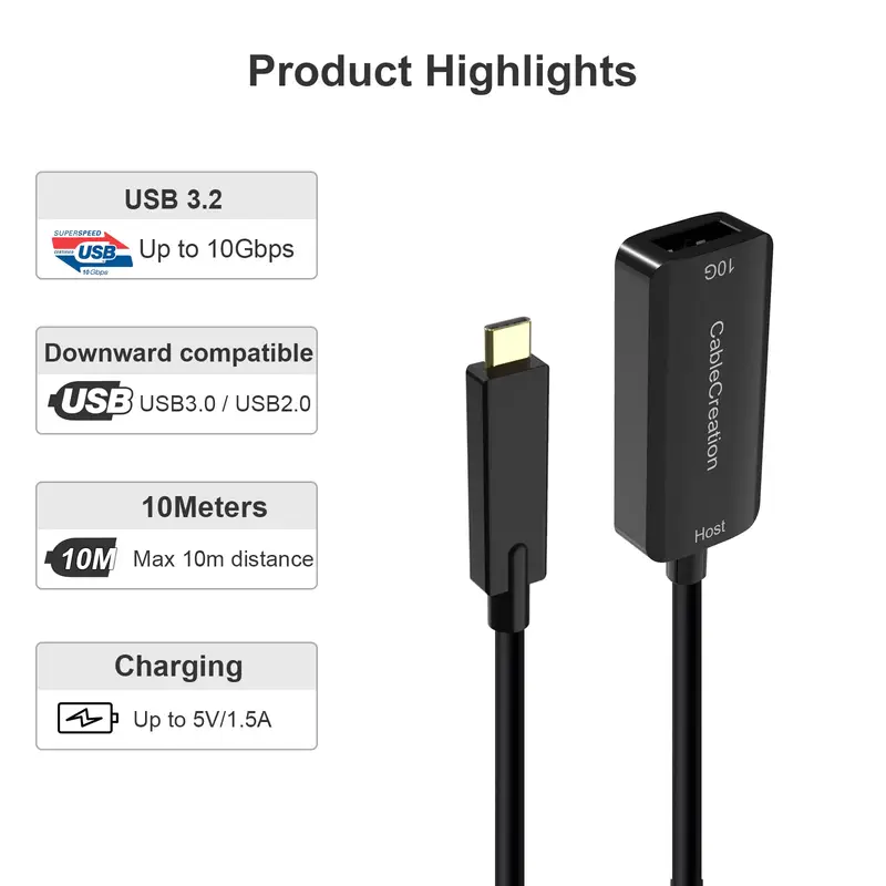 케이블크리에이션 Usb 31 타입 C에서 Usb 여성 연장 케이블 165 피트 10 Usb C 고 Temu