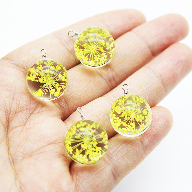 Spherical Transparent Dried Flower Glass Pendant Diy Jewelry - Temu ...