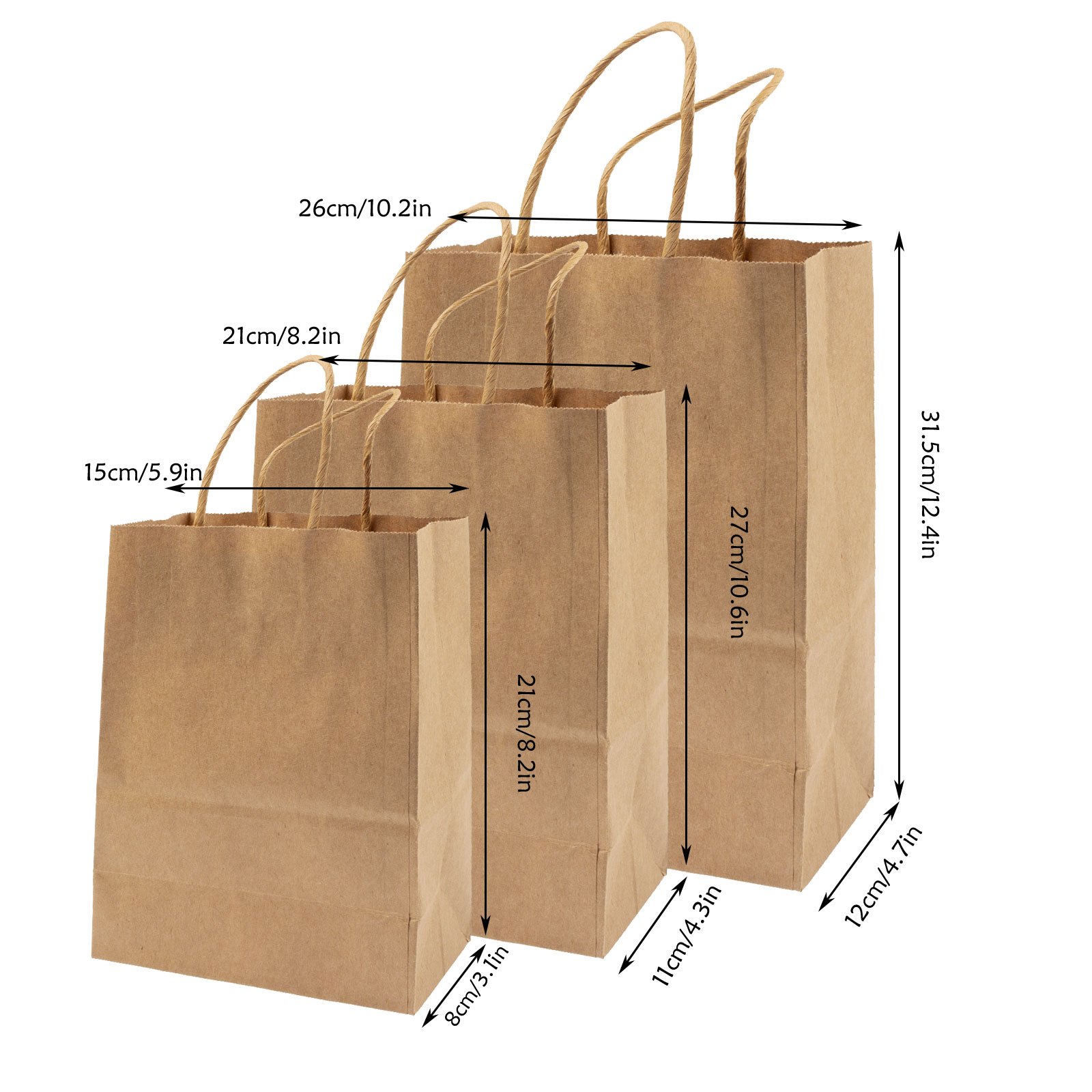 Brown Kraft Paper Bag Handles: Bulk Gift Bags Shopping - Temu United ...