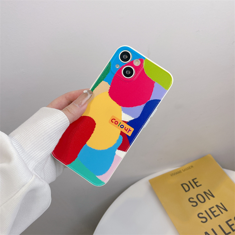 Colored Graffiti Square Phone Case For Iphone14 14plus 14pro 14promax ...