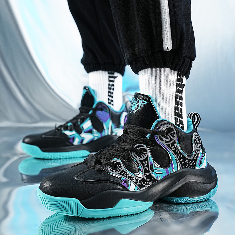 Mens Fashion Color Block Shock Absorption Wear Resistant Non Slip Lace ...