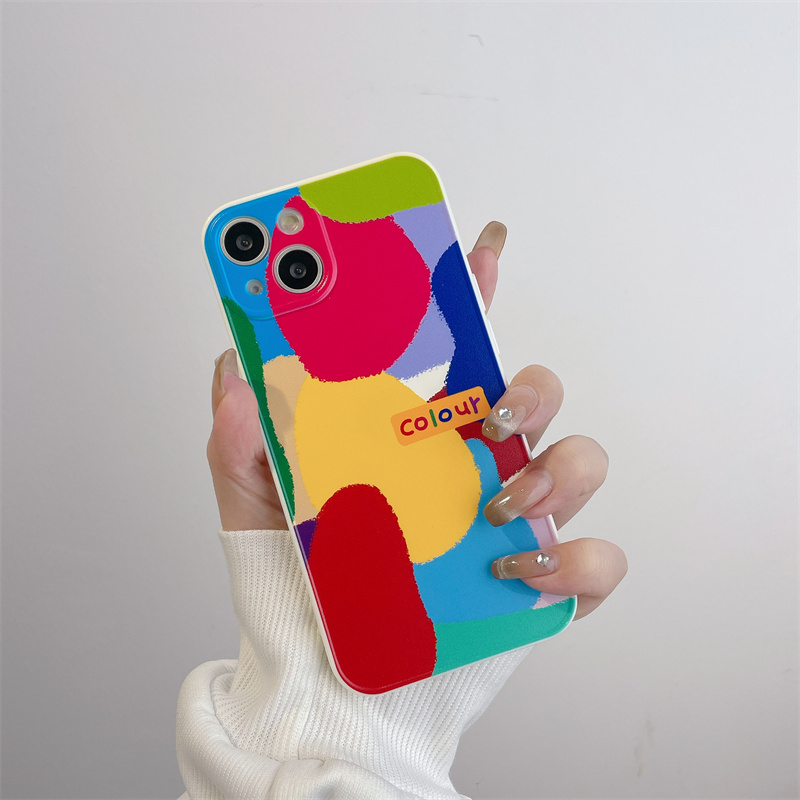 Colored Graffiti Square Phone Case For Iphone14 14plus 14pro 14promax ...
