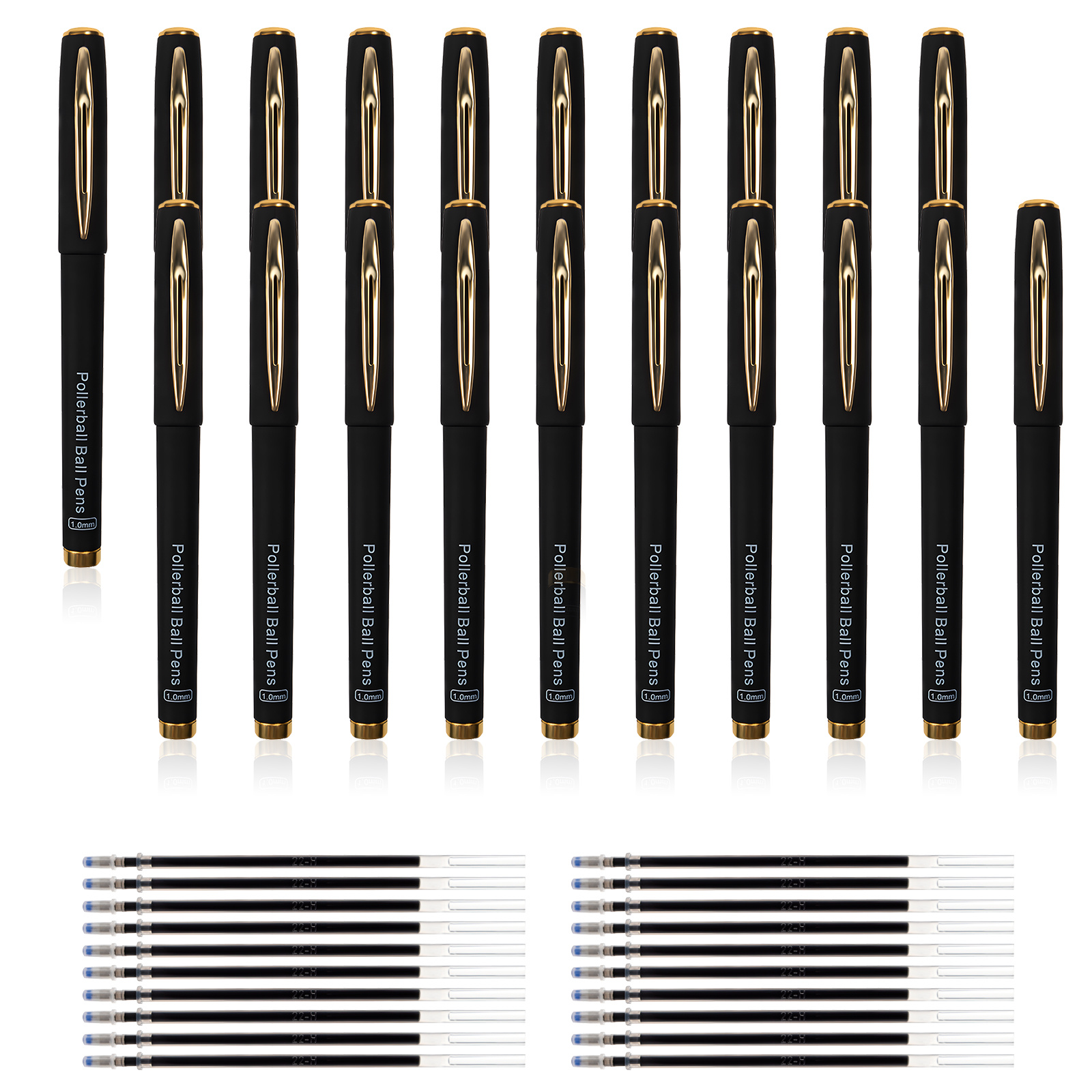 20pcs Black Gel Pens With 20 Refills Gel Ink Rollerball Pens 1 0 Mm ...