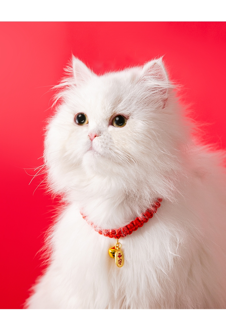 pet collar woven red string dog collar new year dog collar with pendant ...