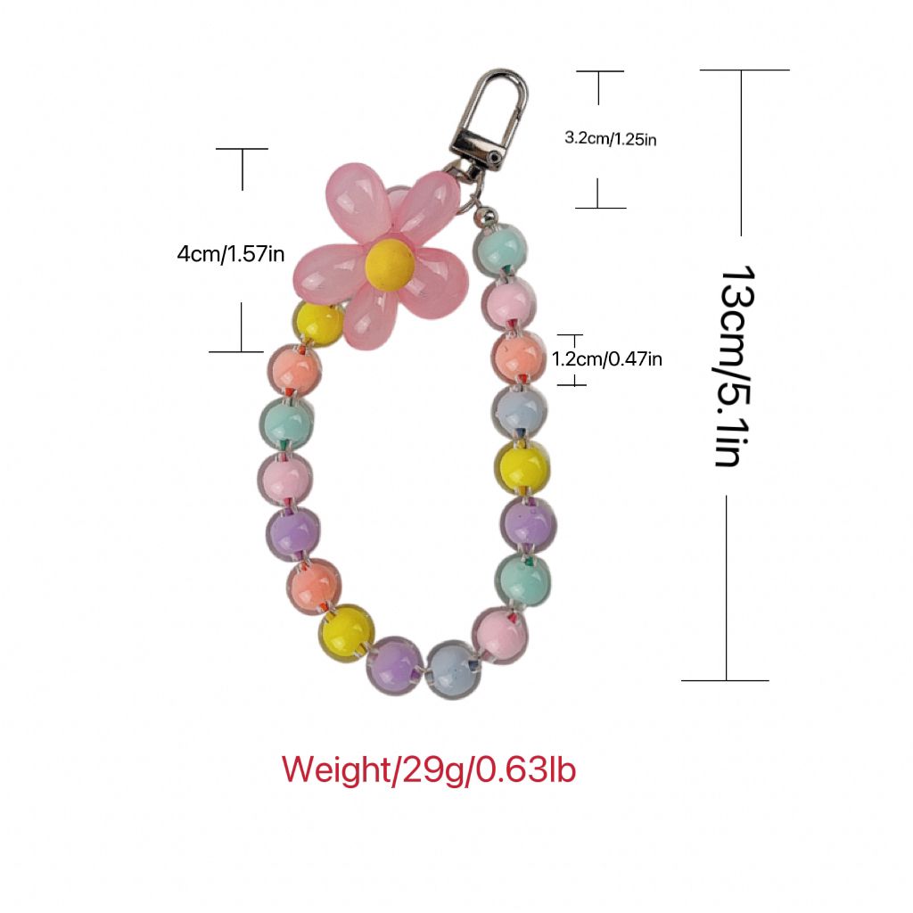Cute Flower Beads Keychains Colorful Hanging Pendant Womens Bag ...