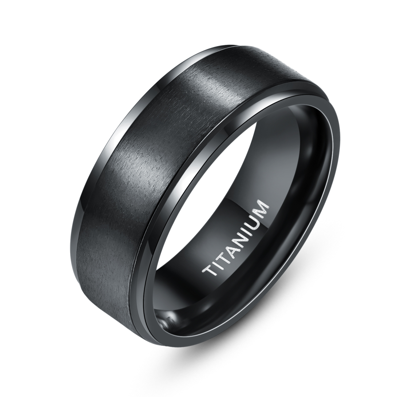 Black Titanium Ring Men Women Step Edge Brushed Finish - Temu United ...