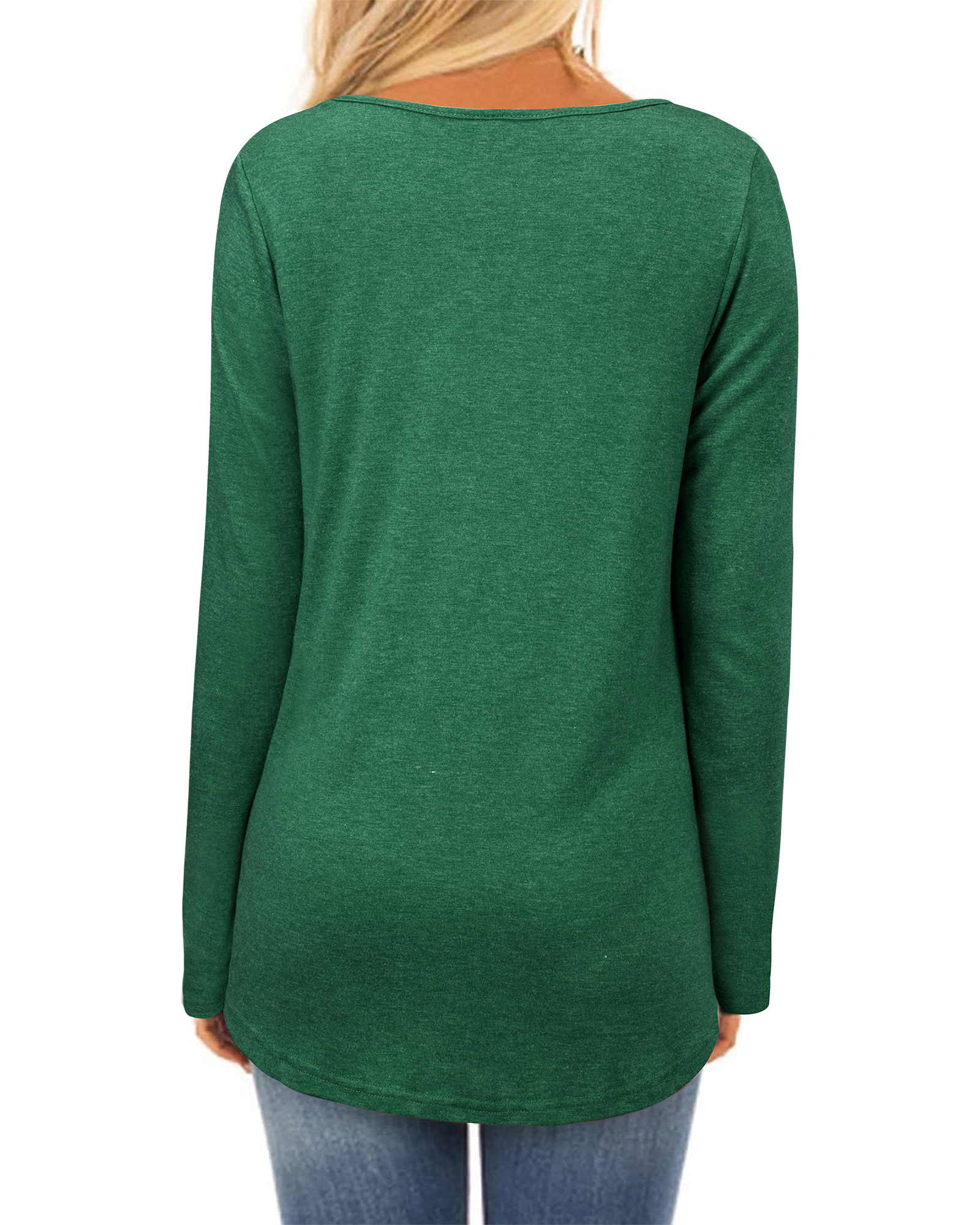 Solid Knot Crew Neck Long Sleeve Top Casual - Temu