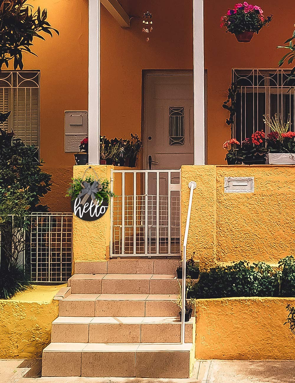 Welcome Sign Hello Front Door Round Wooden Sign Hanging - Temu Australia