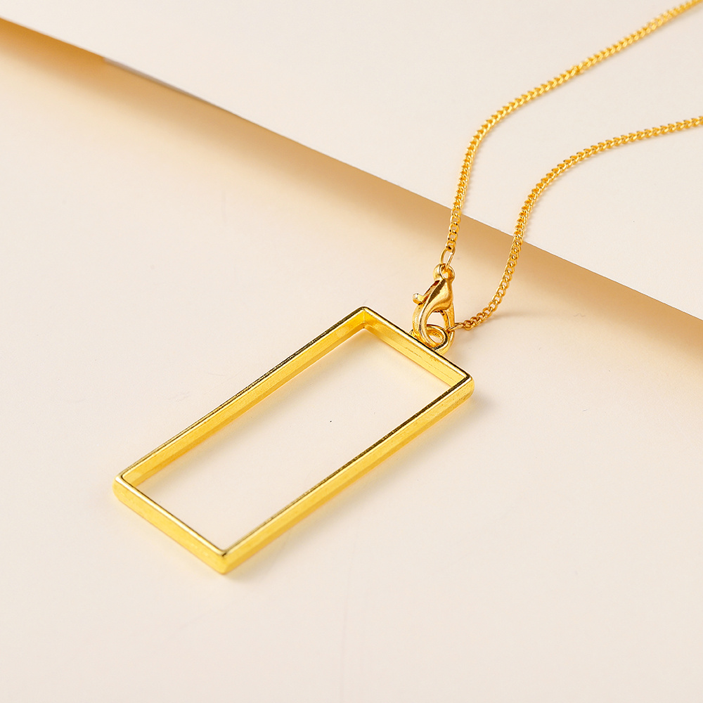 metal square thin rectangle geometric hollow frame pendant - Temu Canada