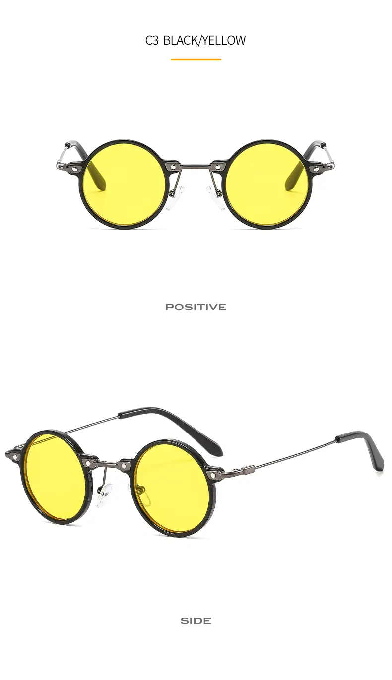 1pc Retro Steampunk Small Frame Round Personality Hip Hop Sunglasses