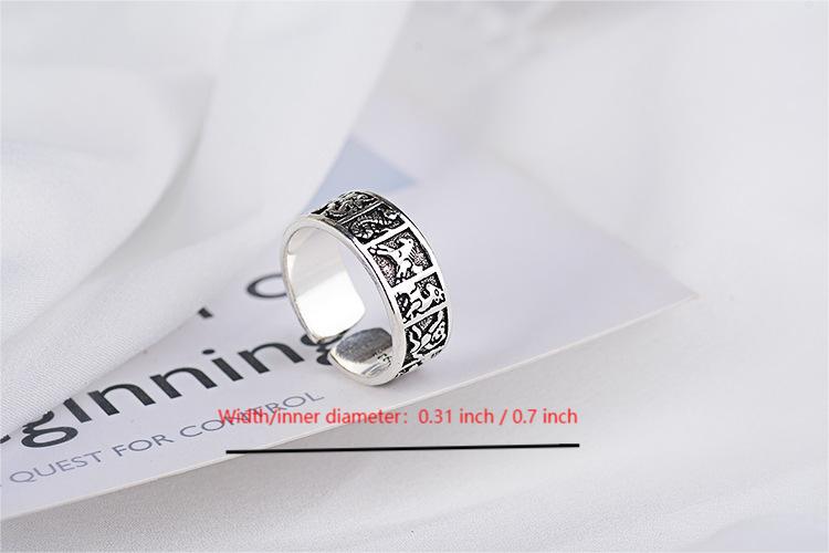 Vintage Zodiac Ring Creative Vintage Auspicious Hand - Temu