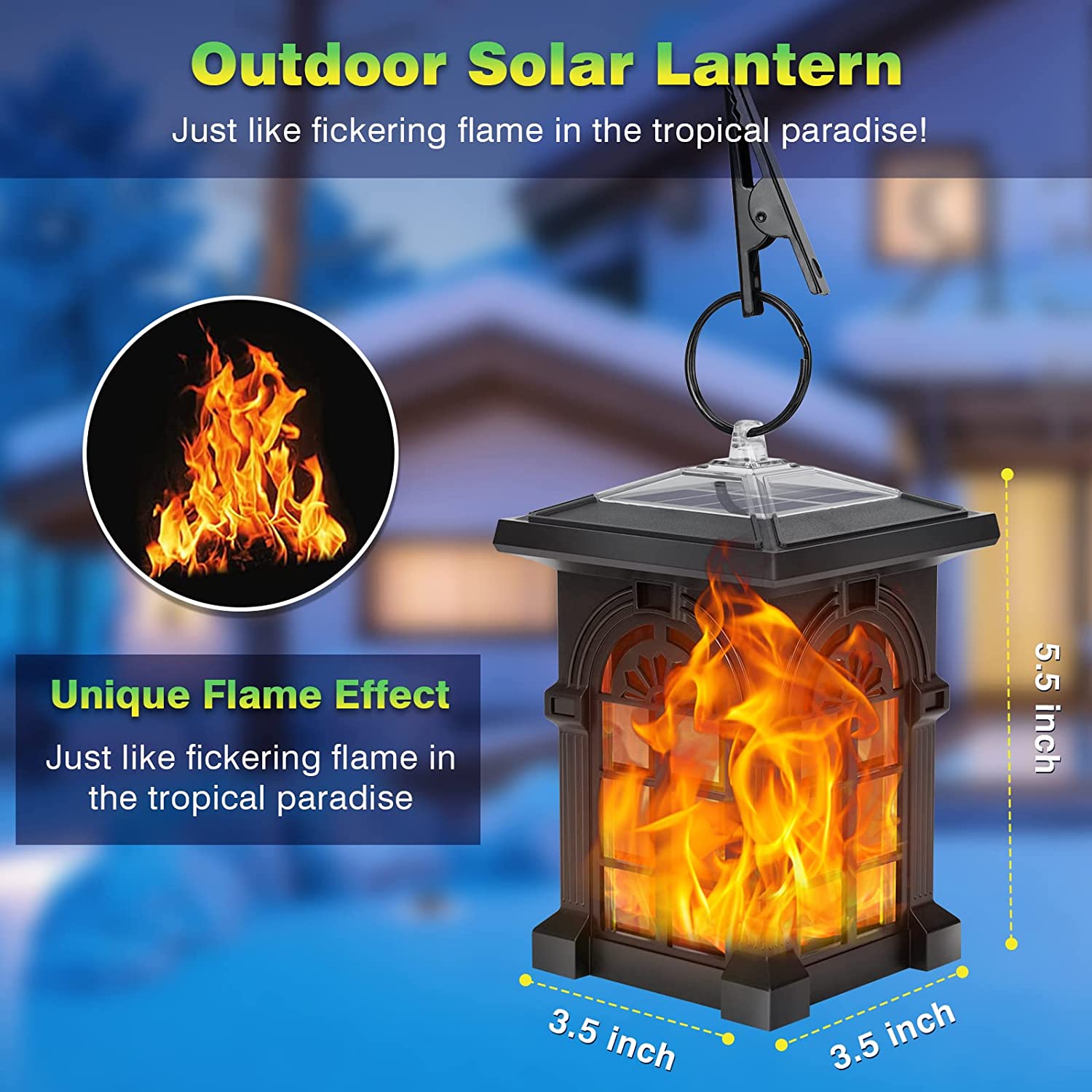 Solar Lantern Waterproof Solar Outdoor Lights Flickering - Temu