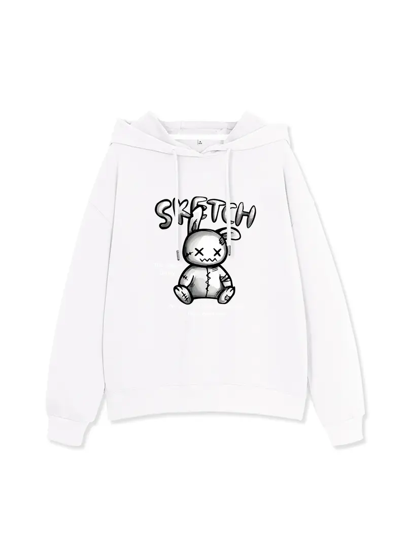 Doll Graphic Solid Hoodie Long Sleeve Casual Every Day Sweatshirt For
