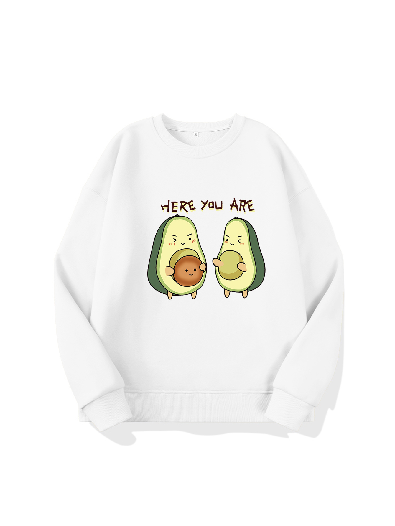 Avocado Graphic Solid Pullover Crew Neck Long Sleeve Casual Temu