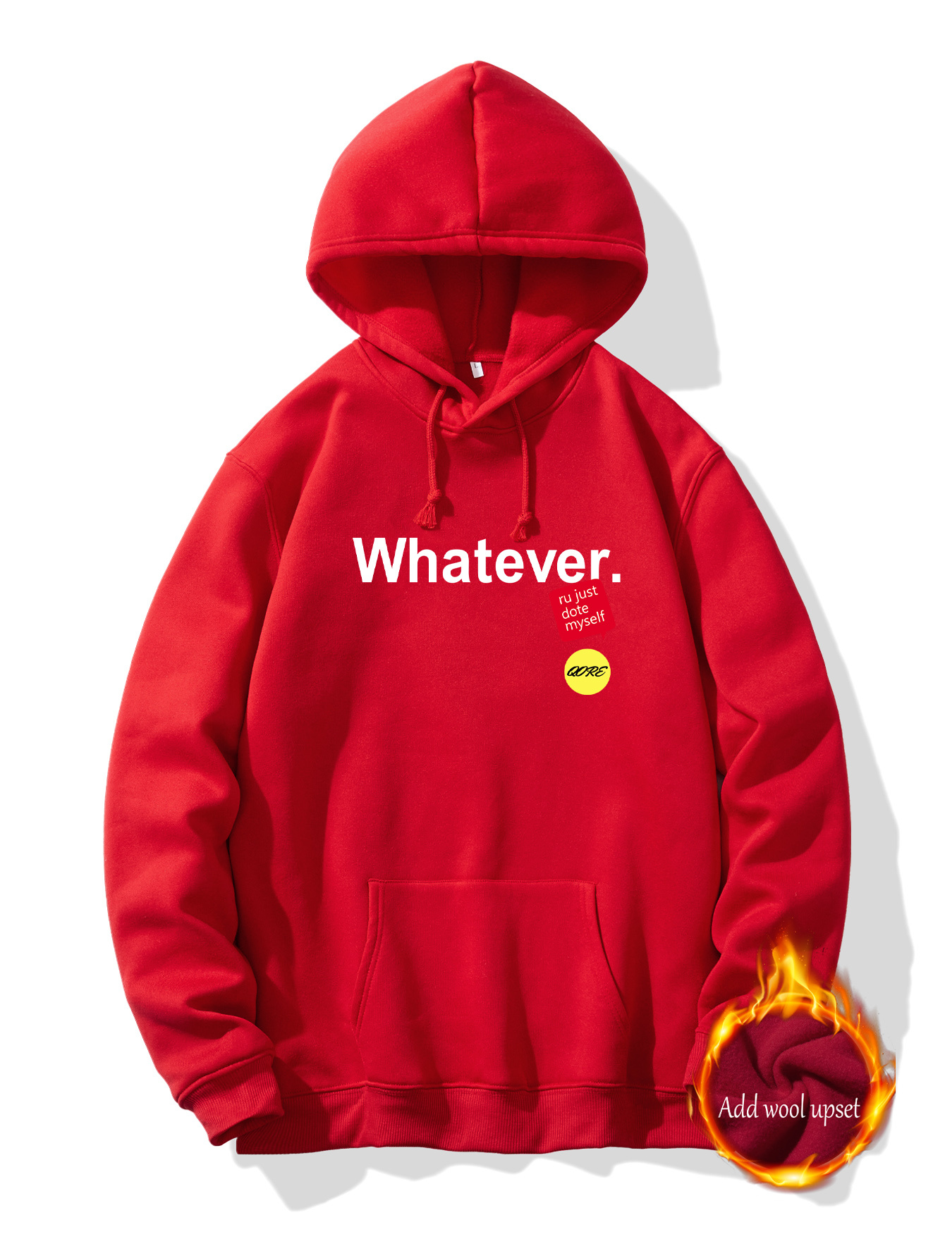 Men's Whatever Print Fleece Hoodie Casual Drawstring Hooded - Temu ...