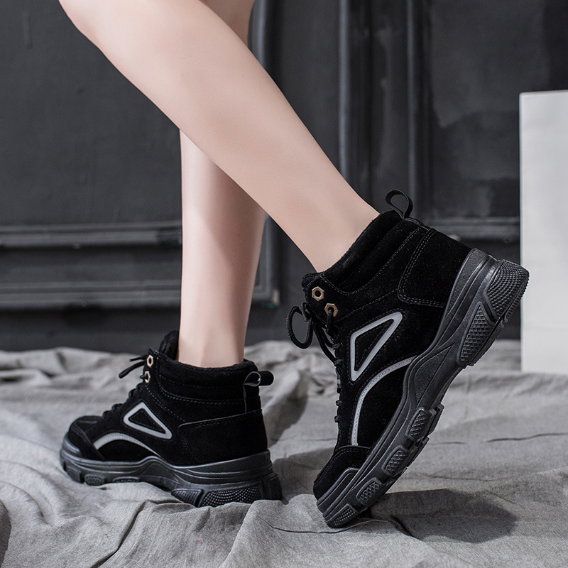 Round Toe Lace Calf Boots Warm Plush Inner Platform Suede - Temu United ...