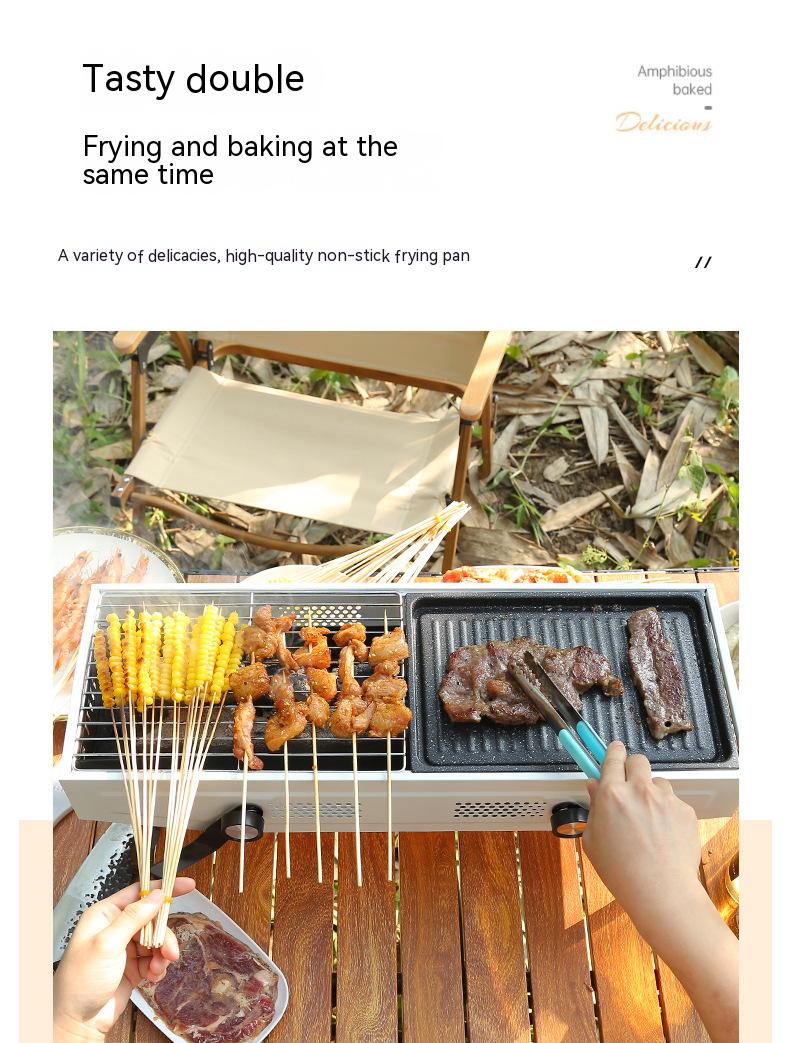 1 Set Folding Grill Smokeless Grill Dual Purpose Oven For Frying And ...