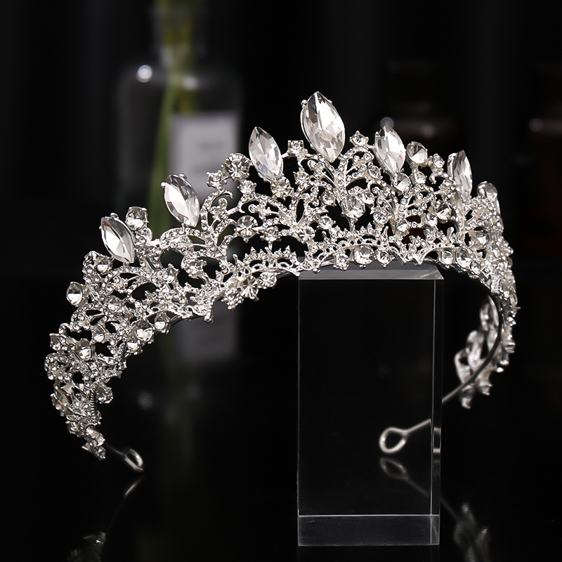 Luxury Crystal Rhinestone Tiara Crown Silver Color Diadem - Temu United ...