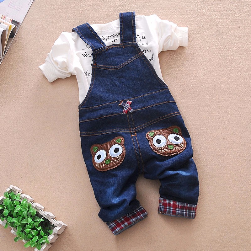 Baby Boys Soft Denim Rabbit Stitches Suspender Jeans Jumpsuit Rompers ...