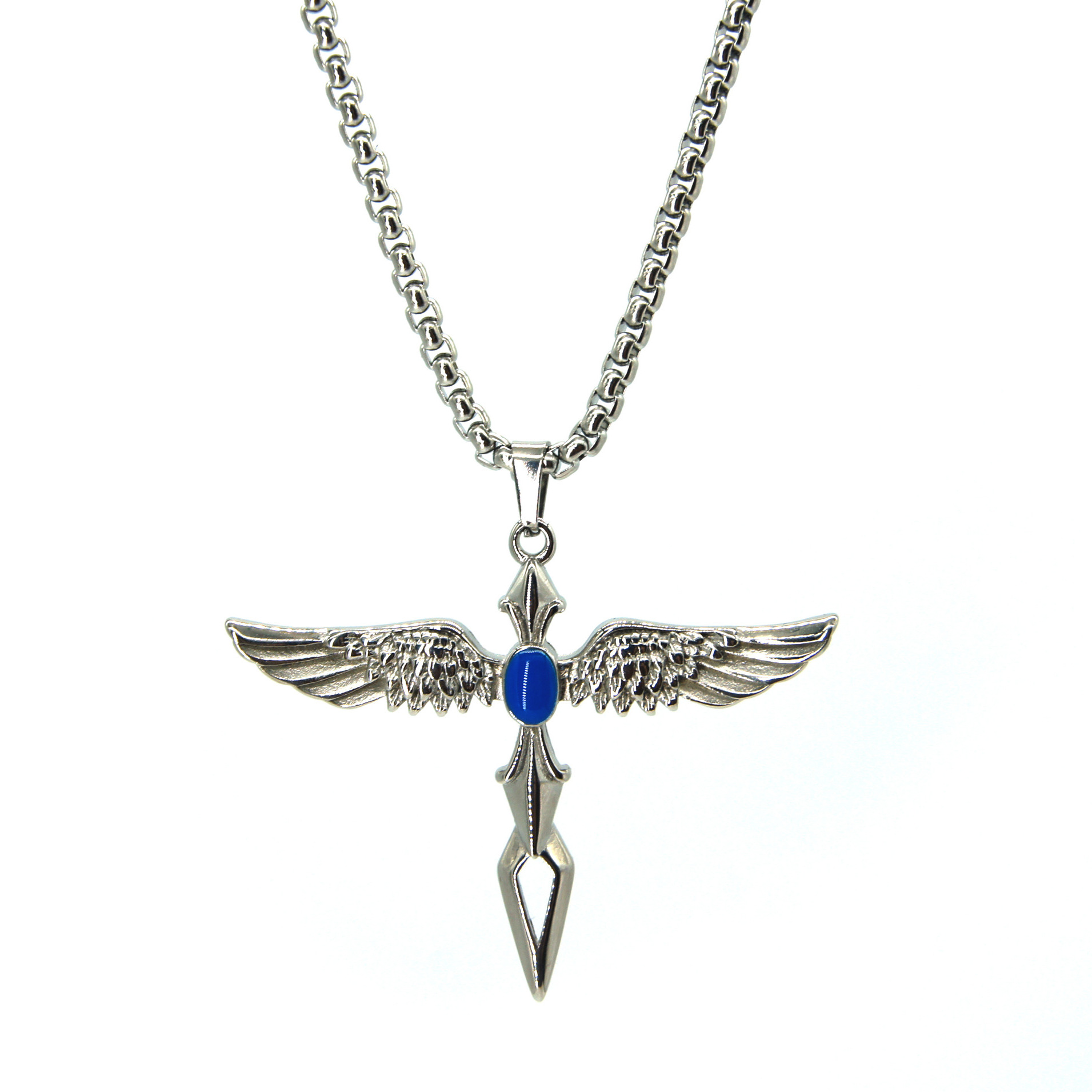 New Stainless Steel Wings Pendant Necklace Cross Pendant - Temu United ...