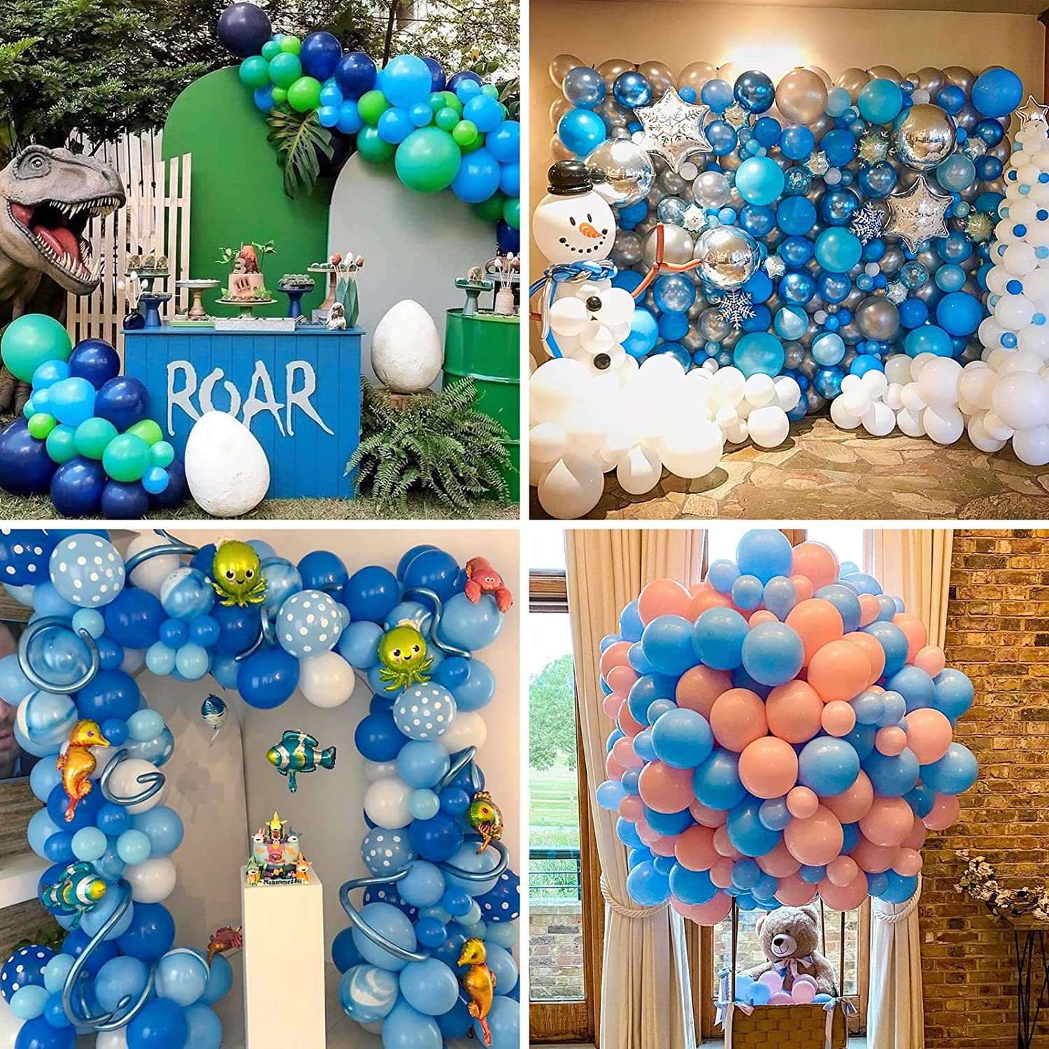 light blue balloons different sizes garland arch green - Temu New Zealand