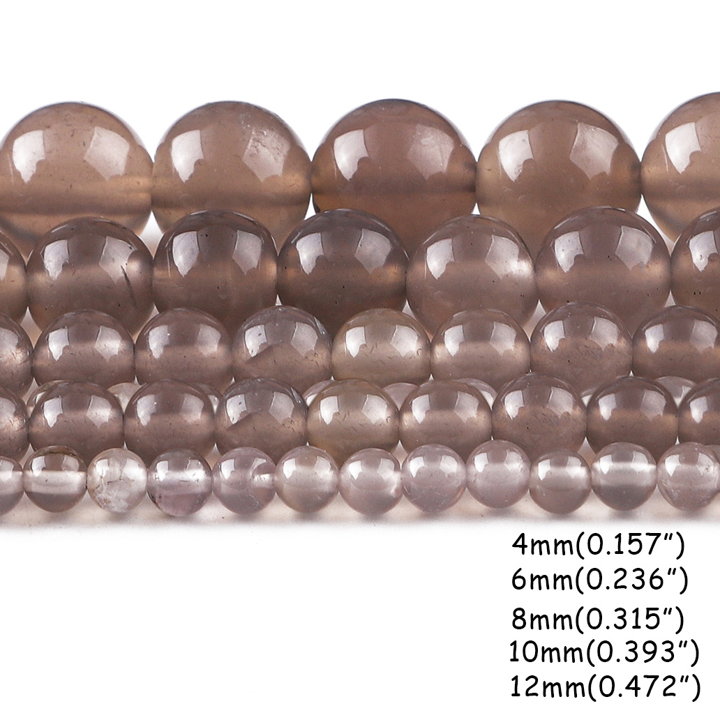 1pc Pack 4 6 8 10 12mm Natural Gray Agate Gemstone Beads Loose Beads ...