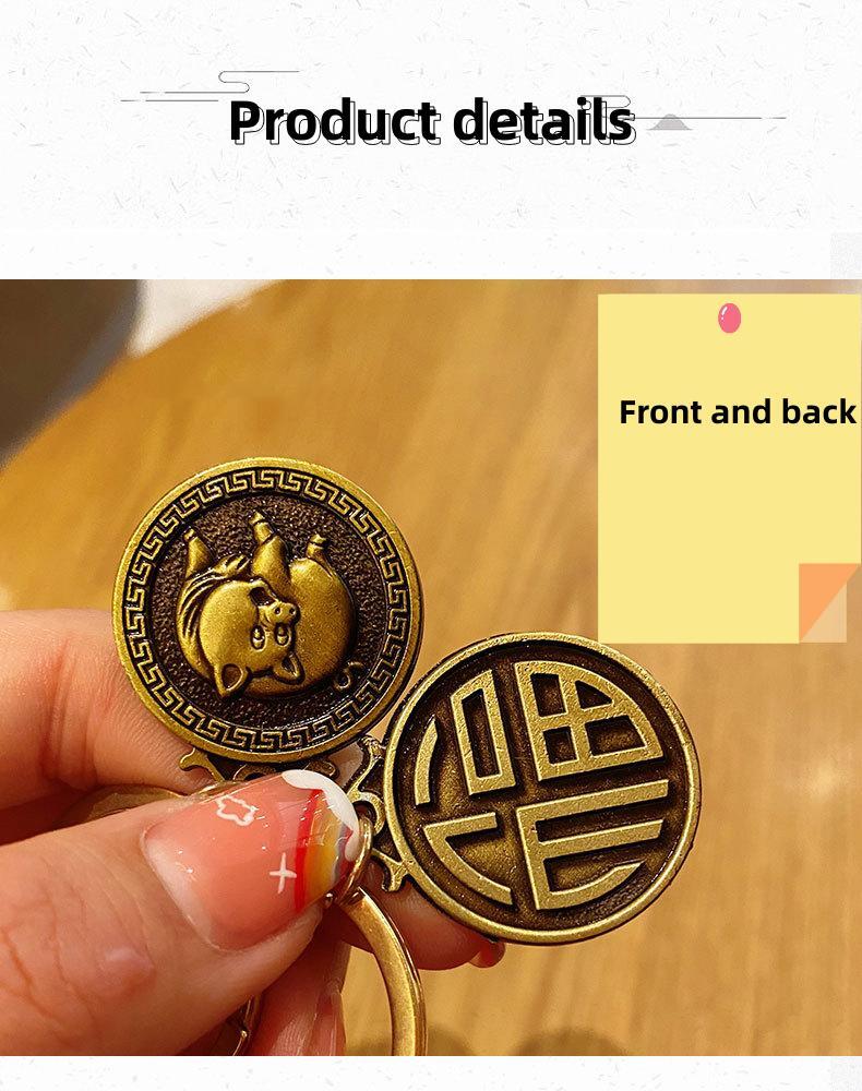 Mens New Casual Chinese Style Creative Brass Gourd Zodiac Metal Key ...