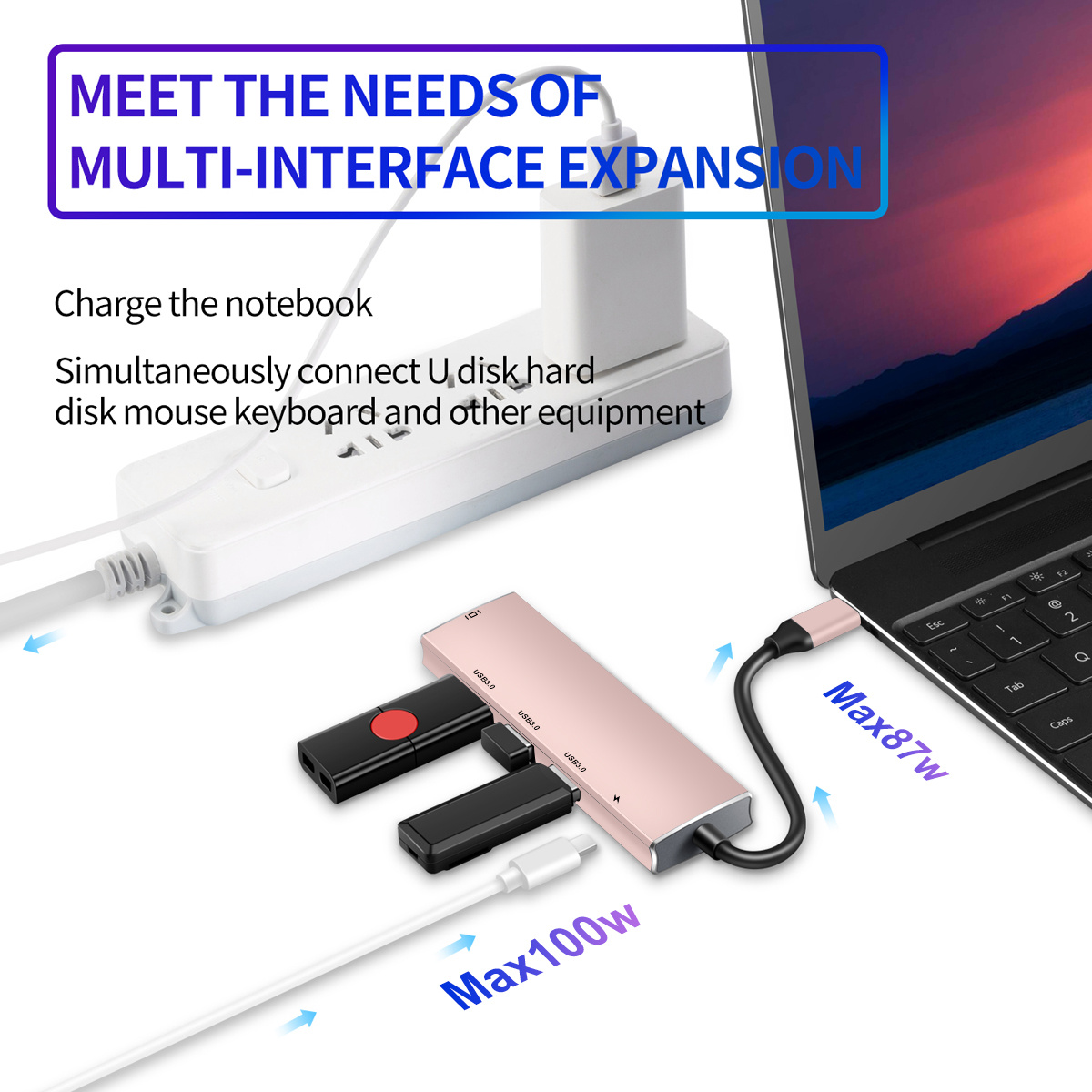 1 Usb c Splitter Adapter Macbook Usb 3.0 Port - Temu New Zealand