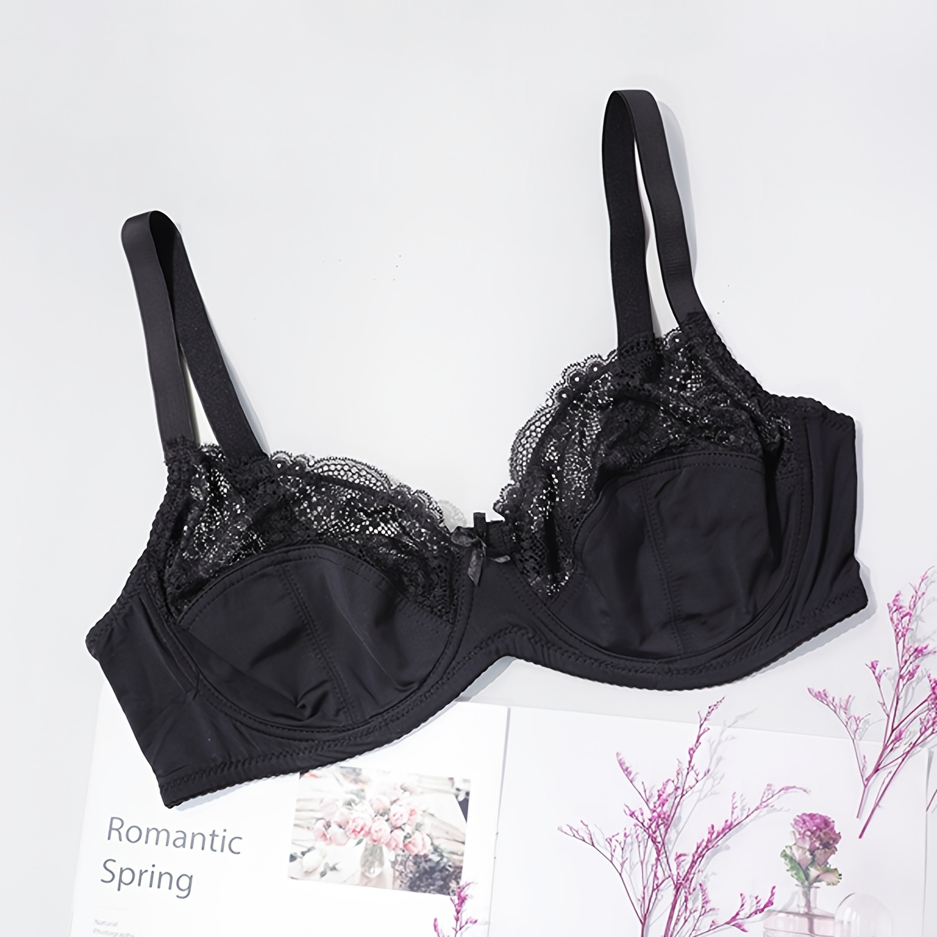 Plus Size Floral Jacquard Contrast Lace Seamless Bra Women's Plus ... Plus Size Floral Jacquard Contrast Lace Seamless Bra Women's Plus ...