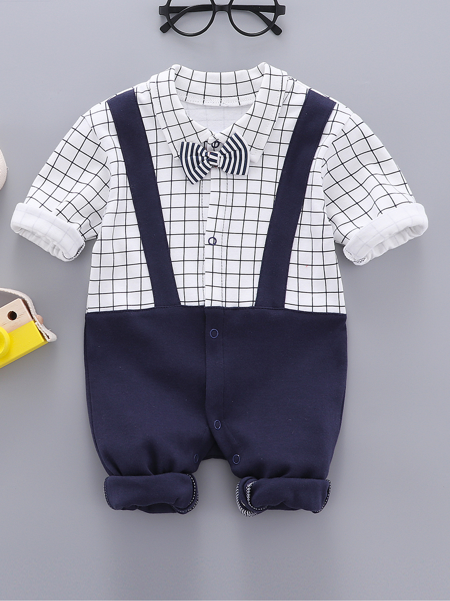 baby boys cotton bowtie romper jumpsuit gentleman - Temu Australia