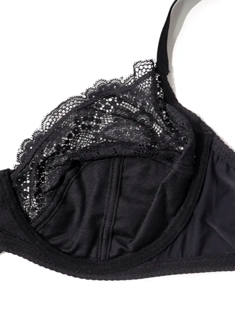 Plus Size Floral Jacquard Contrast Lace Seamless Bra Womens Temu
