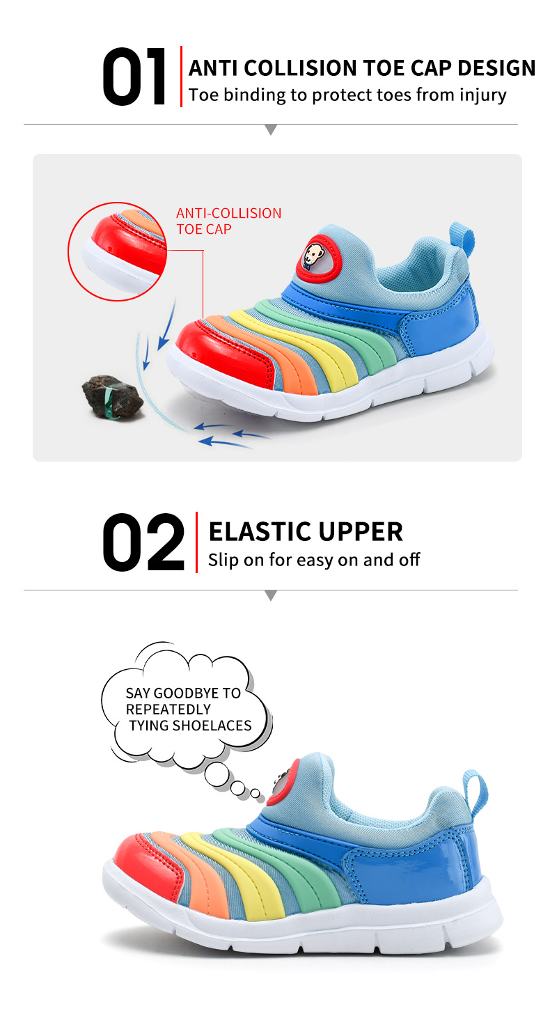 Boys Casual Cartoon Color Block Shoes Rainbow Print Low Top - Temu New ...