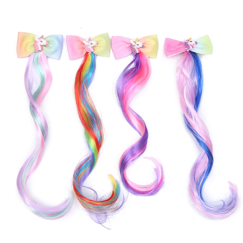 girls hair extensions colorful wigs bow hair - Temu Australia