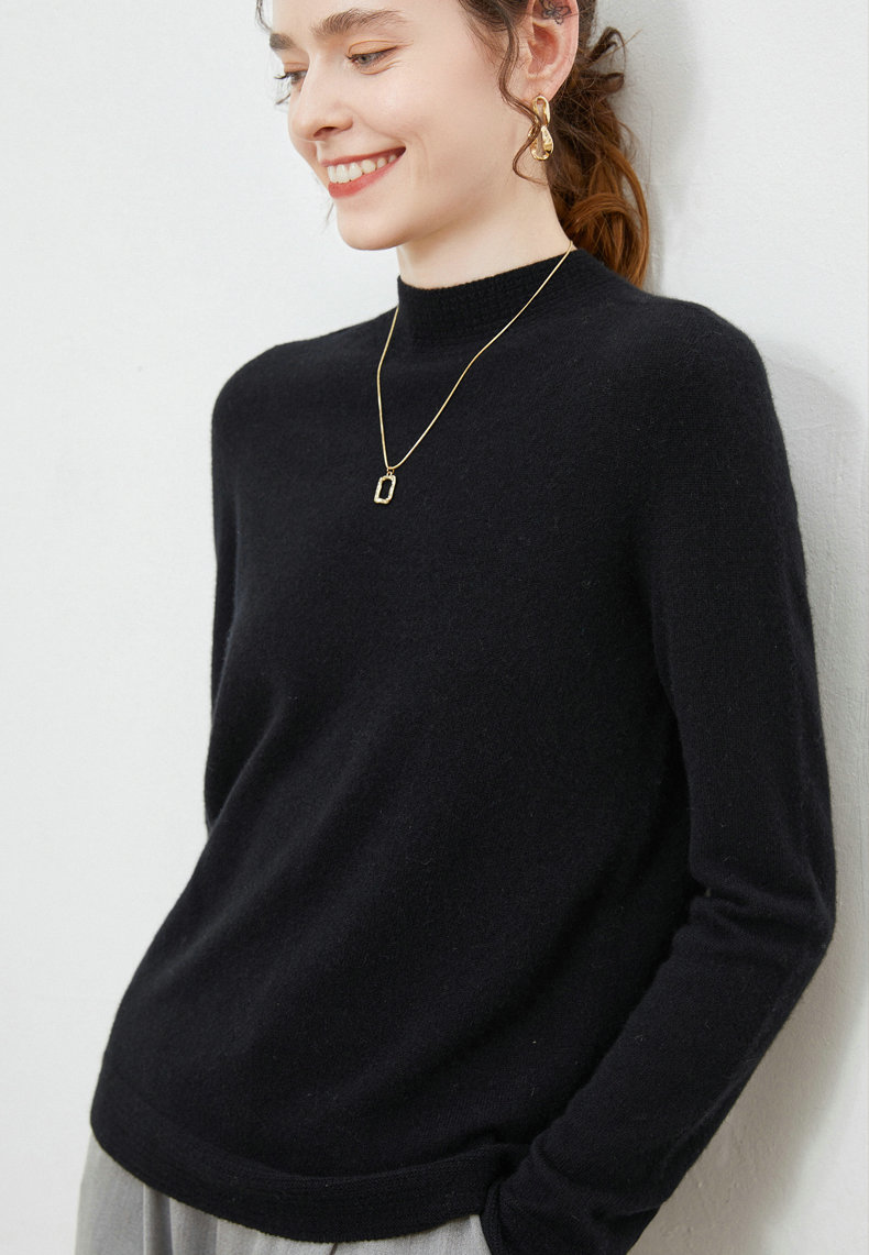 Basic Solid Stand Collar Sweater Casual Long Sleeve Sweater - Temu ...