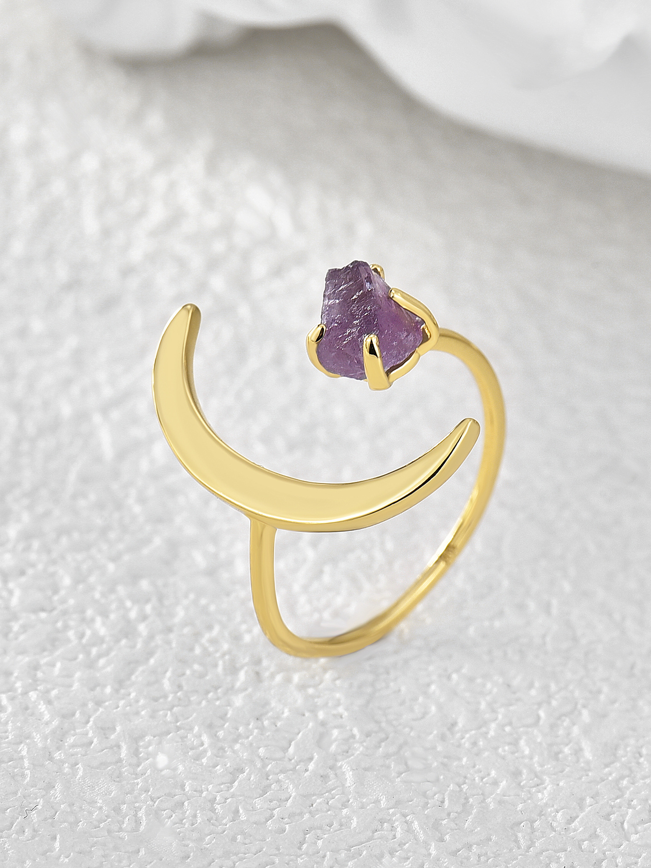 Personality Half Moon Natural Purple Stone Women - Temu Australia