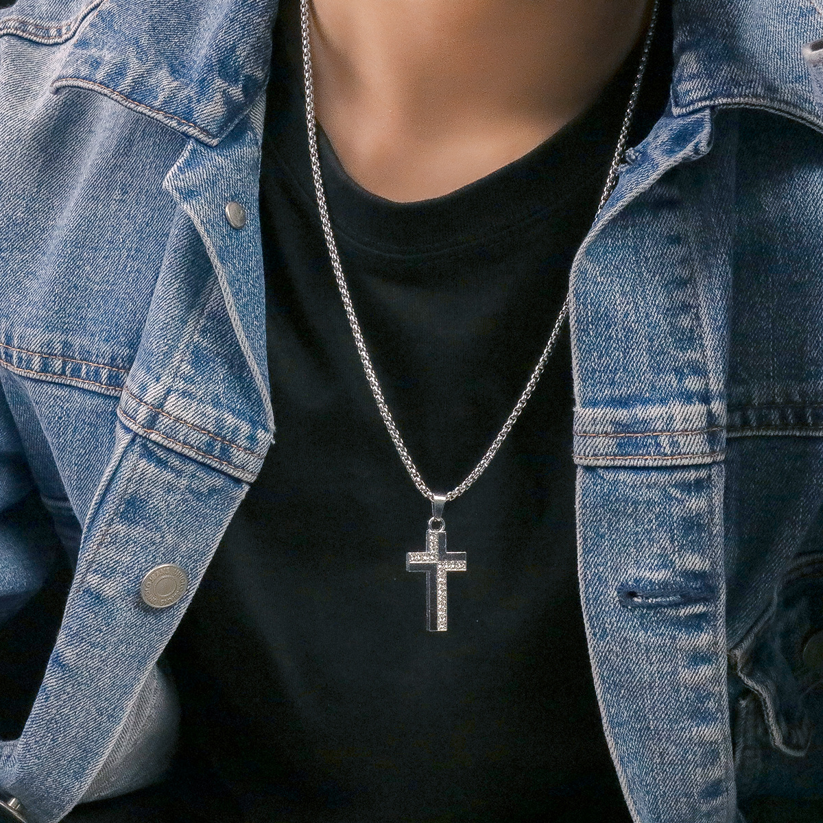 Fashion Men's Artificial Jewelry Silvery Plated Alloy Cross - Temu ...
