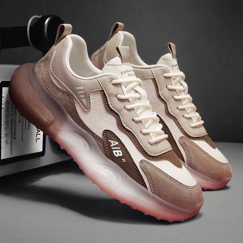 mens block mesh breathable shock absorption lace up running sneakers ...