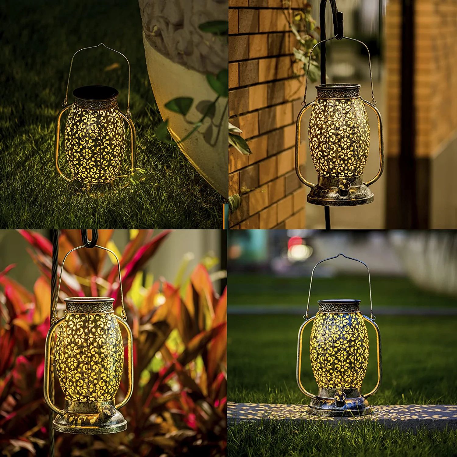 Solar Lantern Lights Hanging Lights Flower Hollow Solar - Temu
