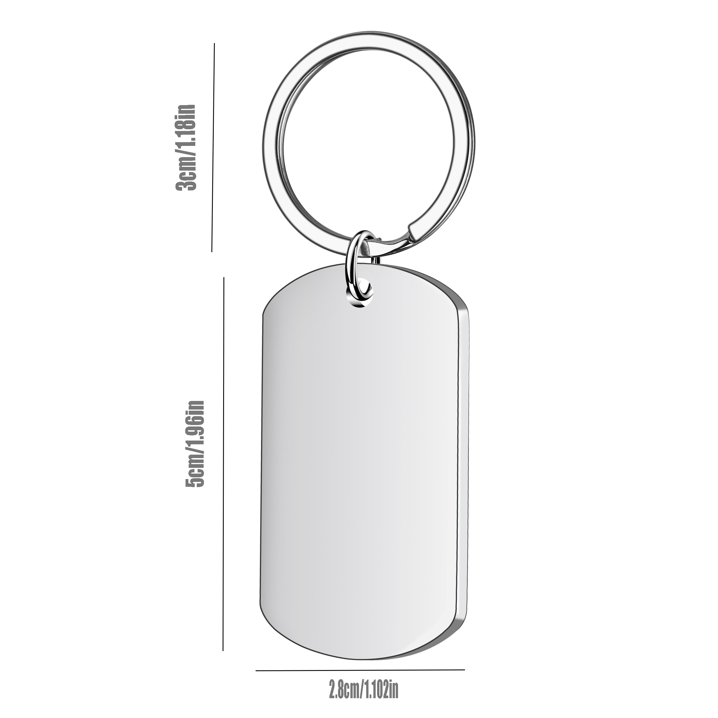 1pc stainless steel military tag keychain metal keychain engraved ...