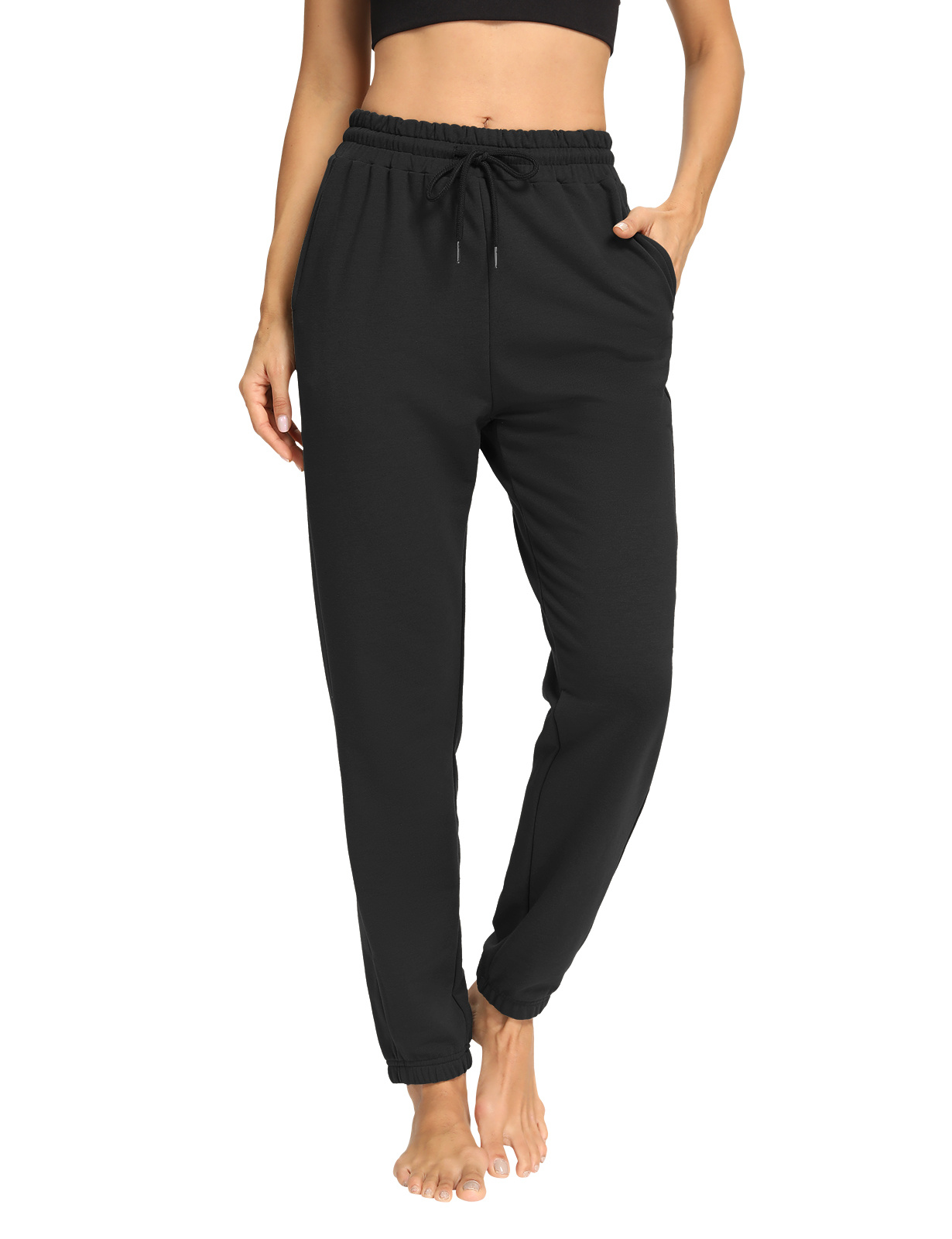 Solid Pocket Elastic Drawstring Pants Casual Long Length - Temu United ...