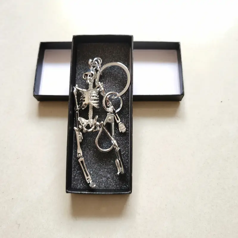 Mens Vintage Joint Movable Skull Holder Keychain Temu